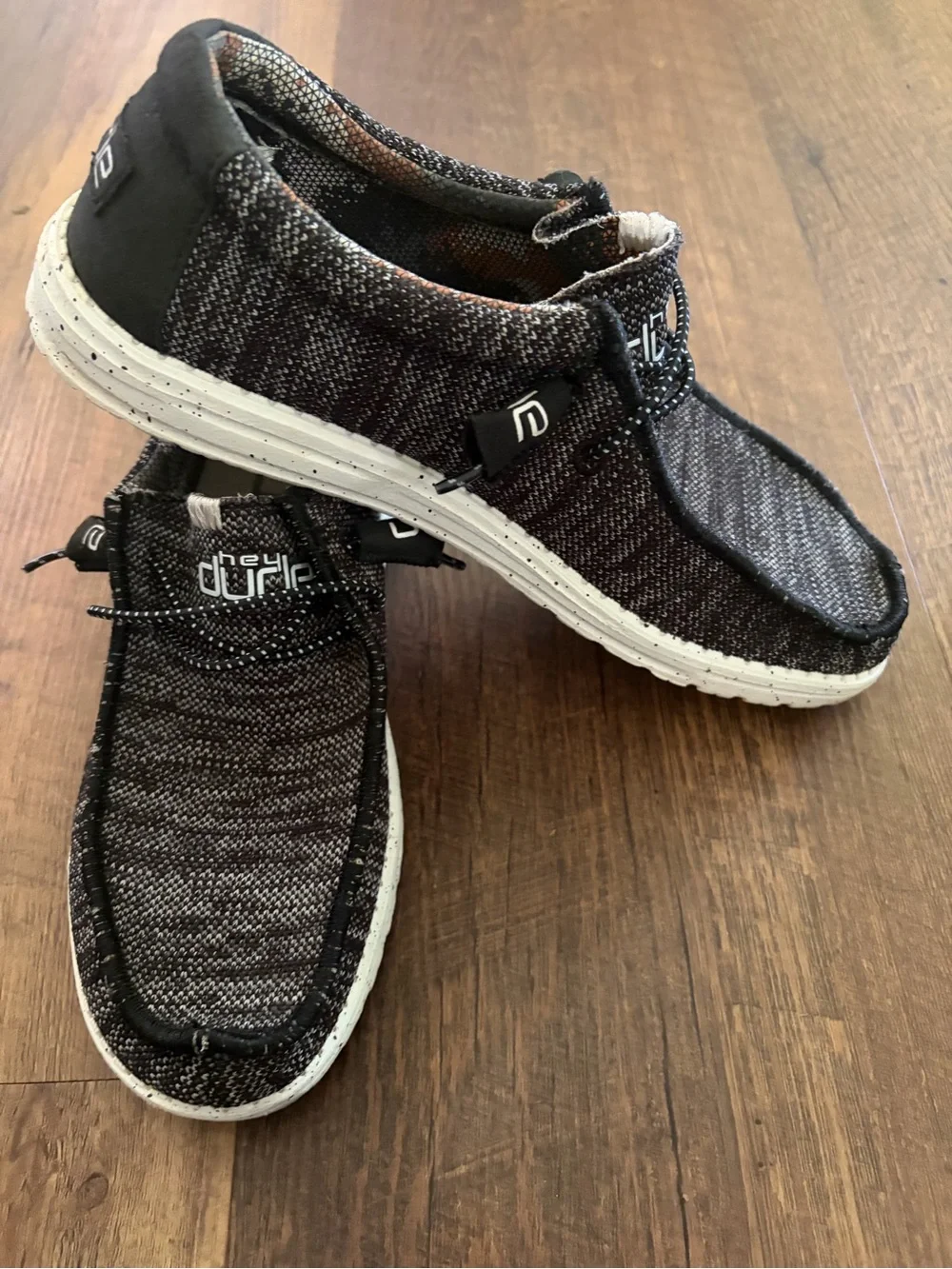 Hey Dude | Shoes | Hey Dude Knit Slipon Sneakers In Black And White ...